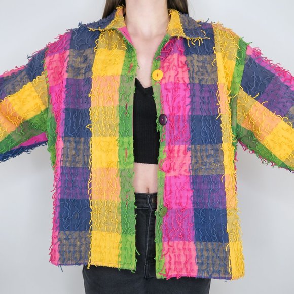 KEREN hart | Jackets & Coats | Vintage Keren Hart Colorblock Stringy ...